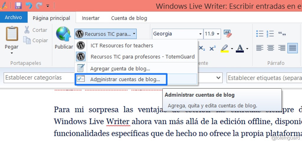 Windows Live Writer: Escribir en el blog offline | Recursos TIC para ...