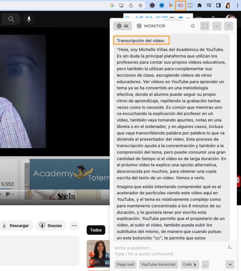 Cómo obtener el texto transcrito de un vídeo en Youtube