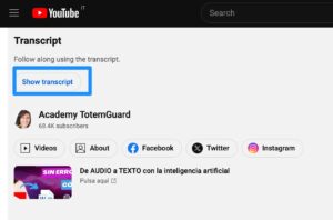 Cómo obtener el texto transcrito de un vídeo en Youtube